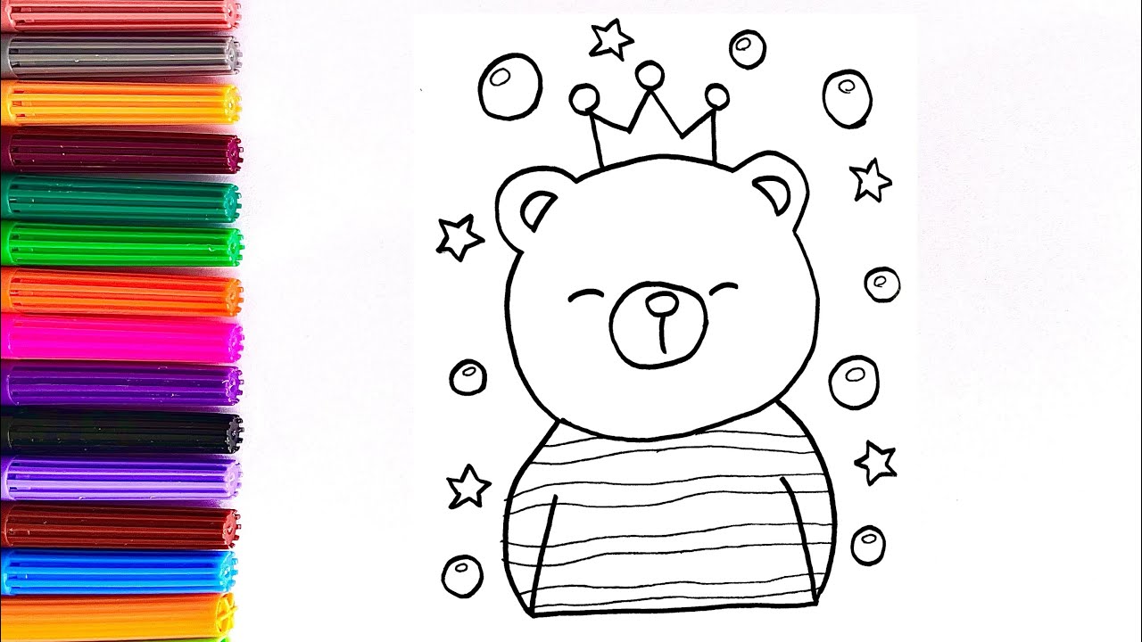 Easy Bear Drawing for Kids | Step-by-Step Fun Art with Markers 🐻 ️ ...