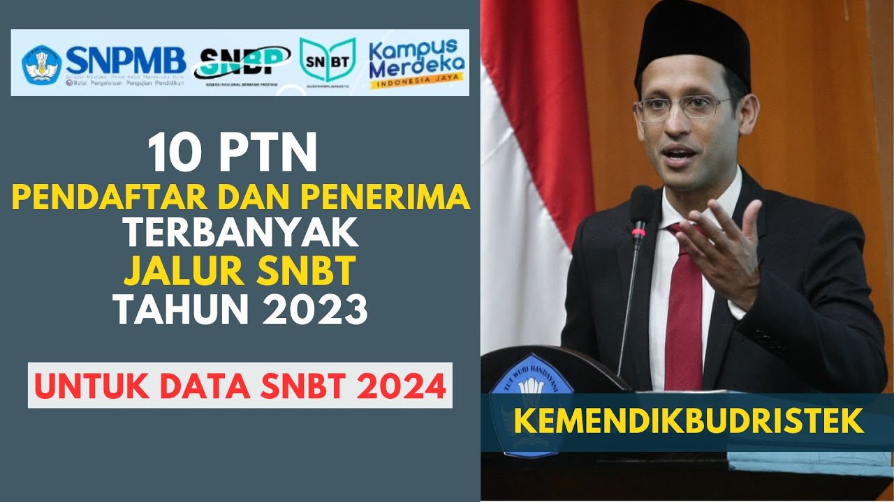 10 PTN PENDAFTAR DAN PENERIMA TERBANYAK JALUR SNBT 2023 (UNTUK DATA ...