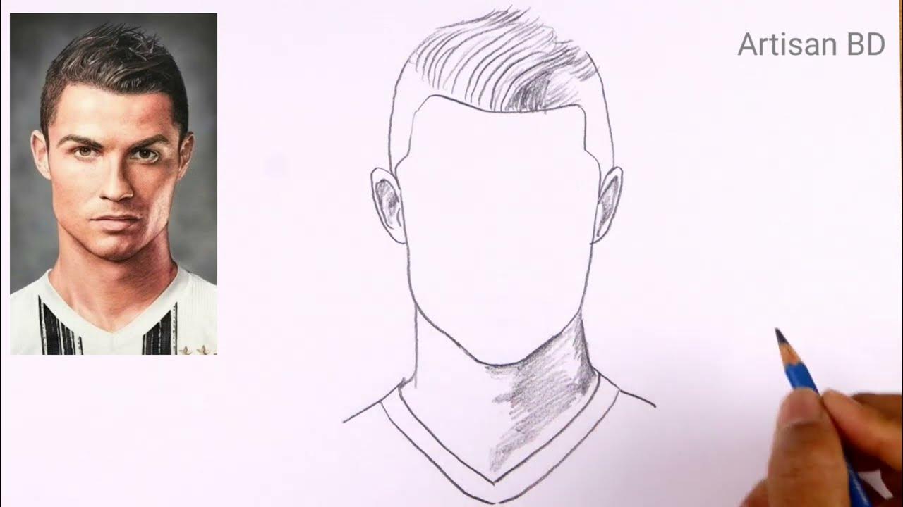 How to Draw Cristiano Ronaldo Sketch Portrait Tutorial #cr7 - YouTube