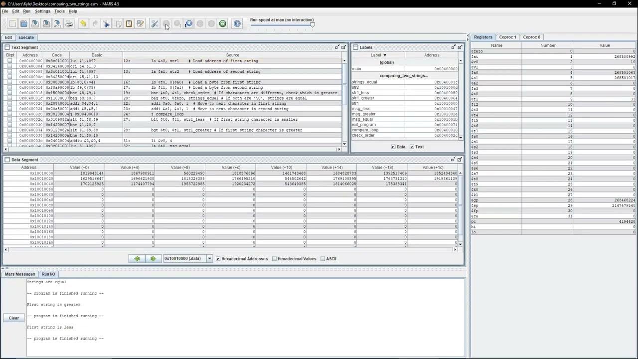 String Manipulation in MIPS Assembly | Copy, Compare & Reverse in MARS ...
