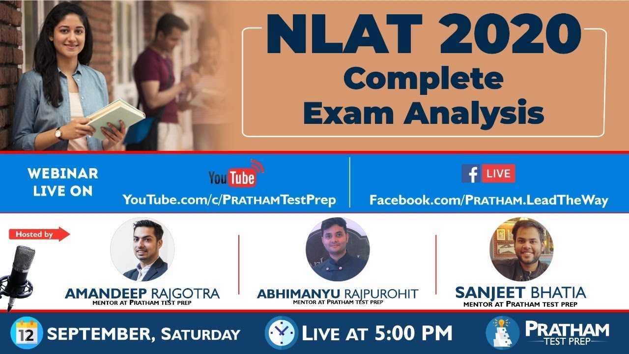 5:00 PM 12th September | Live NLAT 2020 Exam Complete Analysis - YouTube