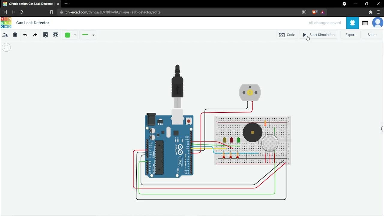 Simulation of Gas Leak Detector using Tinkercad platform - YouTube