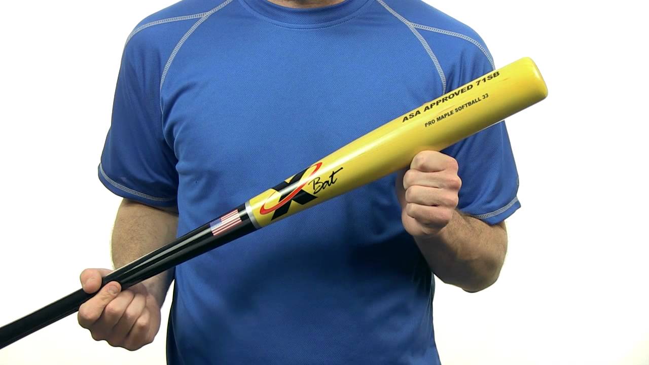 X Bat Maple Wood Softball Bat: SB71 Black/Electric Yellow Slow Pitch ...