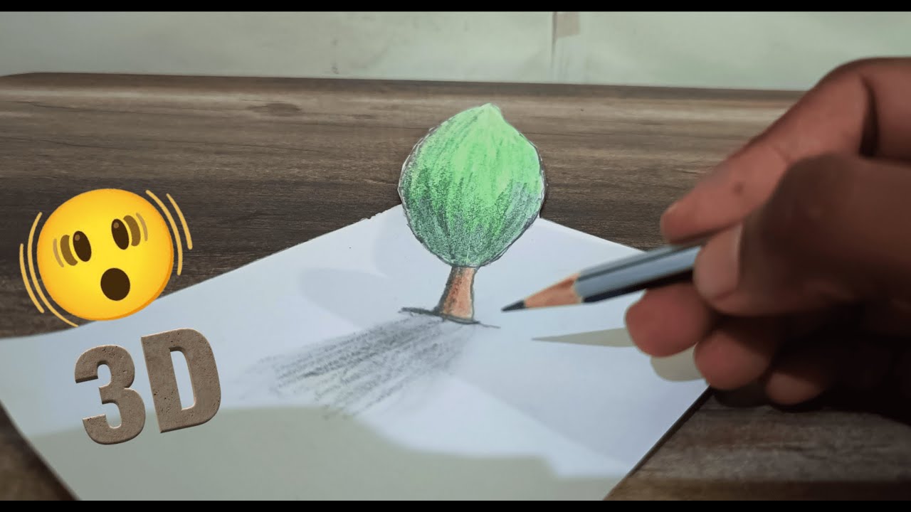 #drawing Amazing 3D Tree Drawing 😵‍💫 || Please Subscribe For More ...