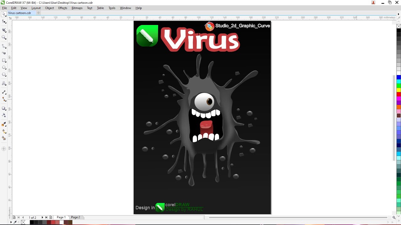 How to Make 2d Cartoon Virus | Coreldraw 2d design | 2d Cartoon Drawing ...