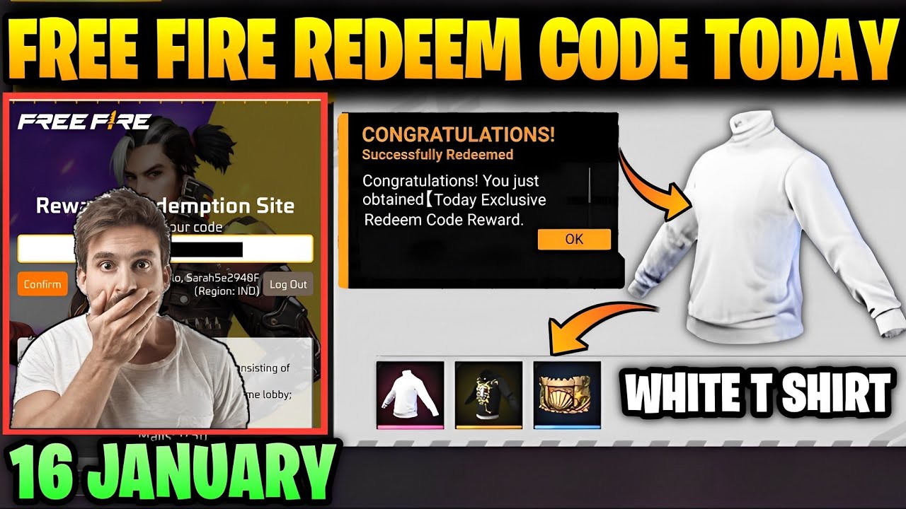 white t shirt redeem code today |16 January redeem code - YouTube