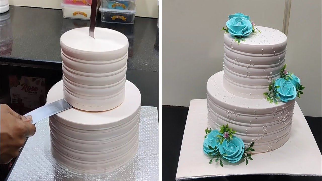 Anniversary Cake | Flowers Cake Design Idea 2024 | Simple Two Step Cake ...