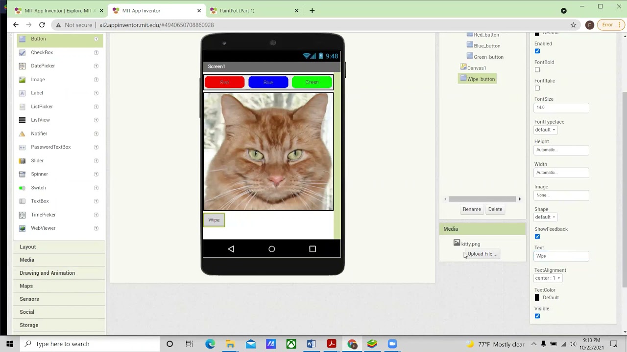 How to use a canvas on MIT app inventor- PaintPot 1 tutorial - YouTube