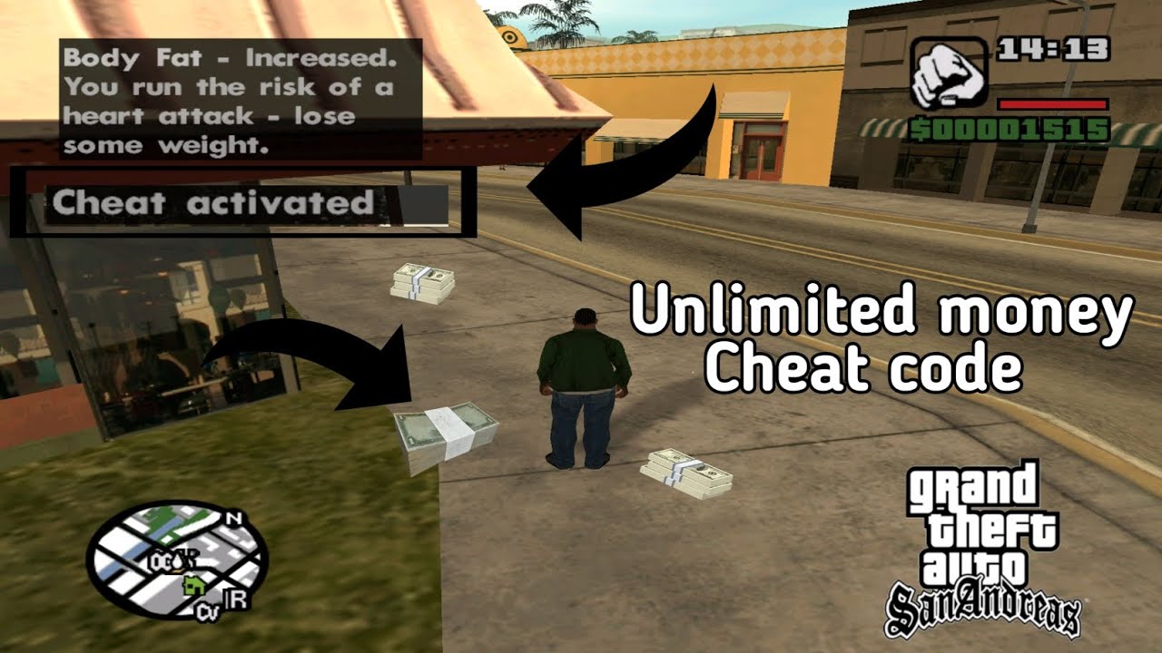Gta san Andreas unlimited money cheat code - YouTube