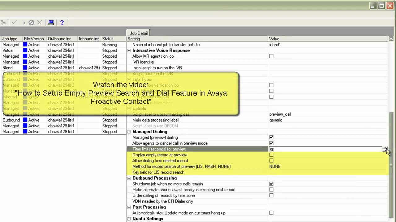 How to Setup Managed or Preview Job in Avaya Proactive Contact - YouTube
