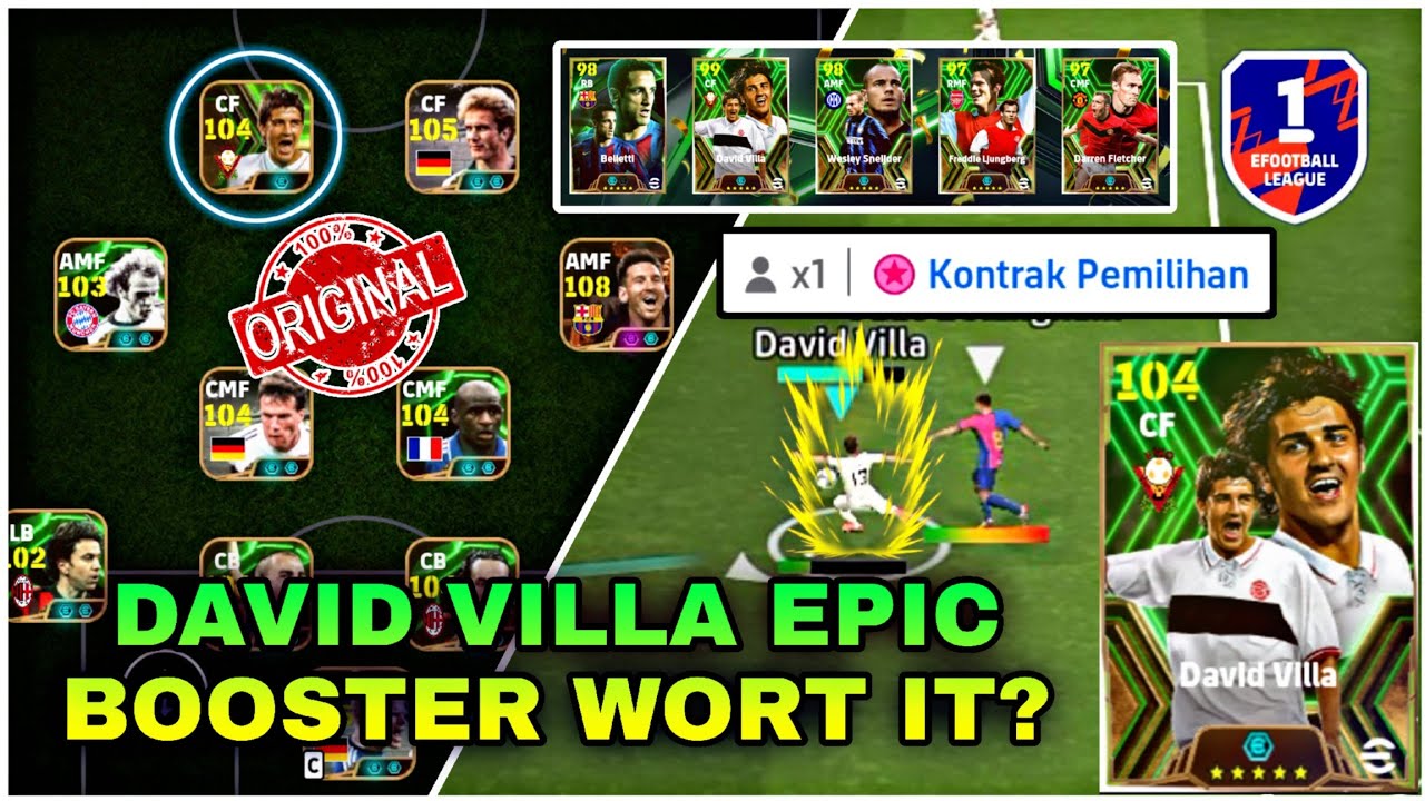 RACIKAN & GAMEPLAY EPIC BOOSTER DAVID VILLA DIPUSH DIVISI 1 EFOOTBALL MOBILE 2025, WORT IT KAH ...