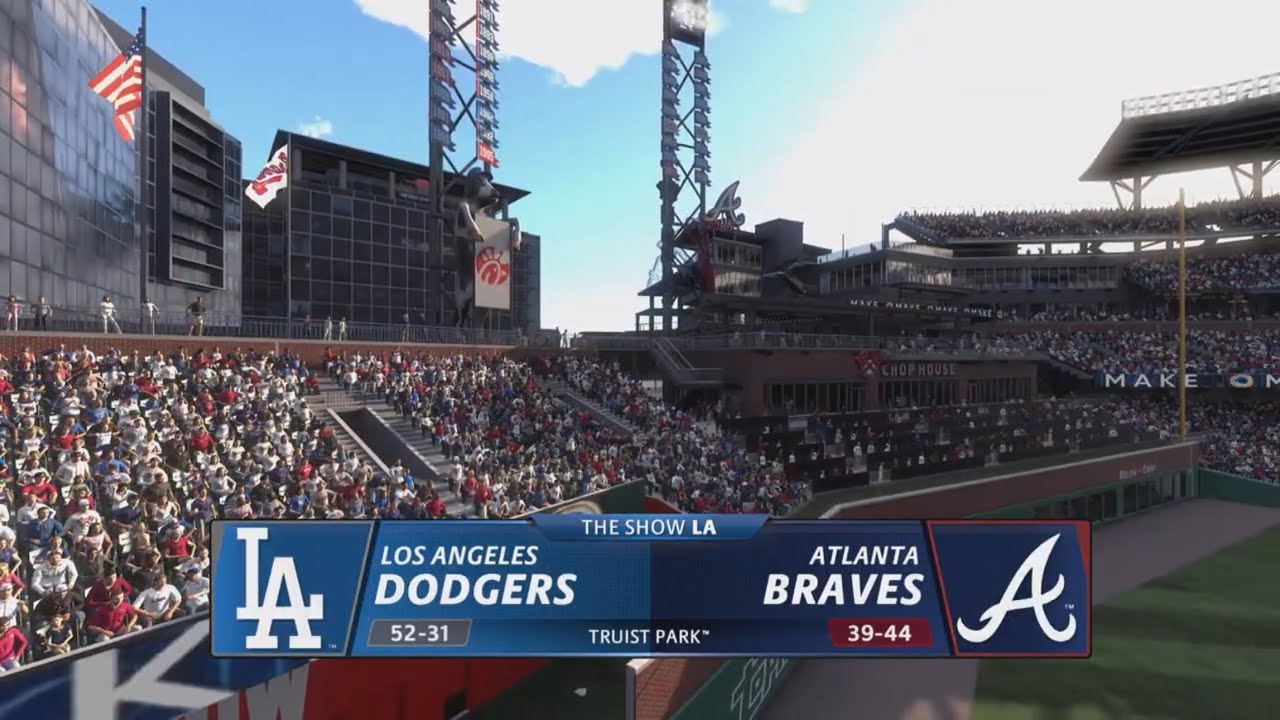 MLB The Show Franchise Dodgers (52-31) @ Braves (39-44) - YouTube