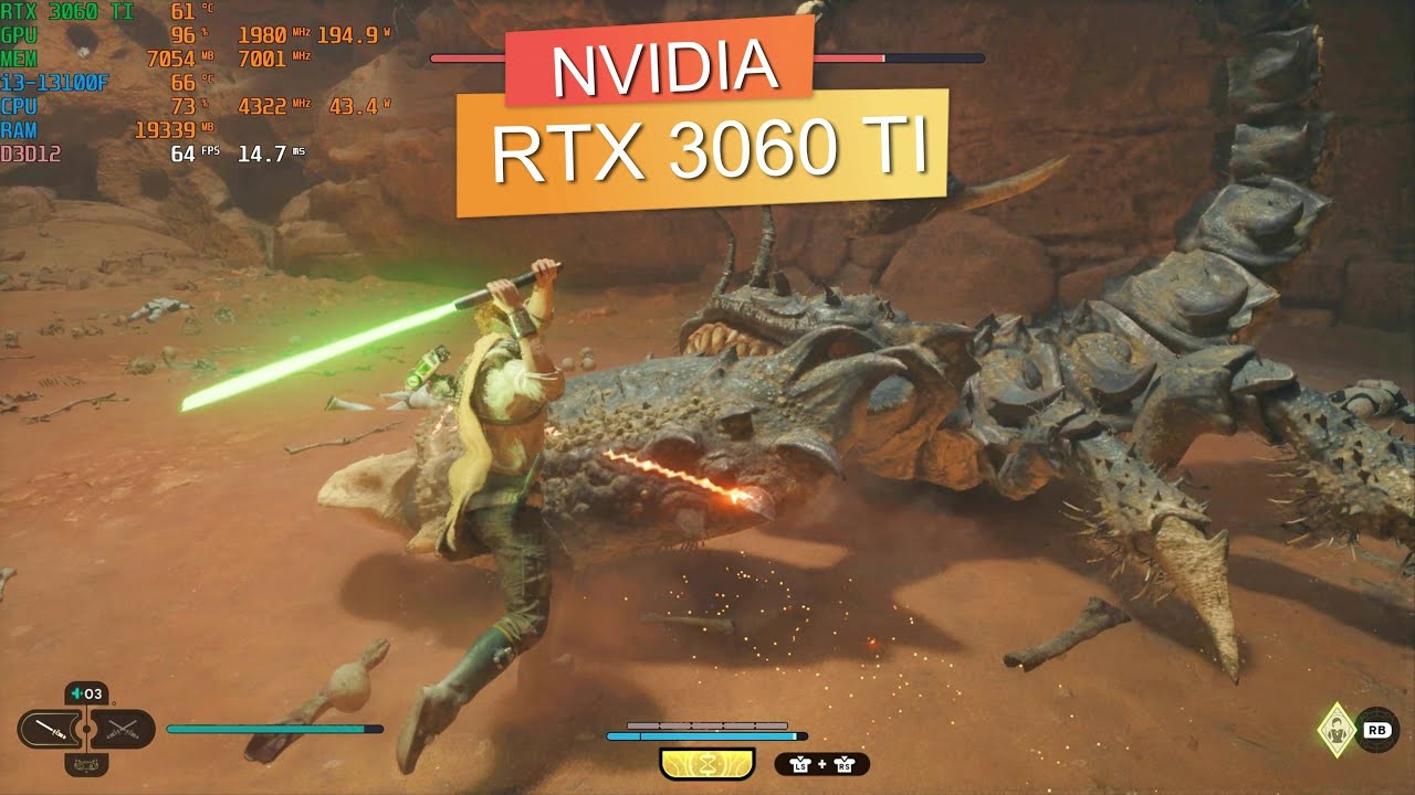 STAR WARS Jedi Survivor RTX 3060 TI 8GB + i3 13100F 2560 x 1440 WQHD ...