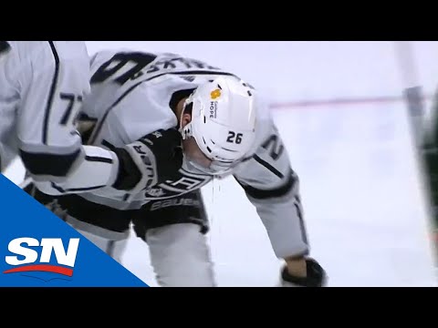 Kings' Sean Walker Bloodied After Taking Slap Shot Directly To Face