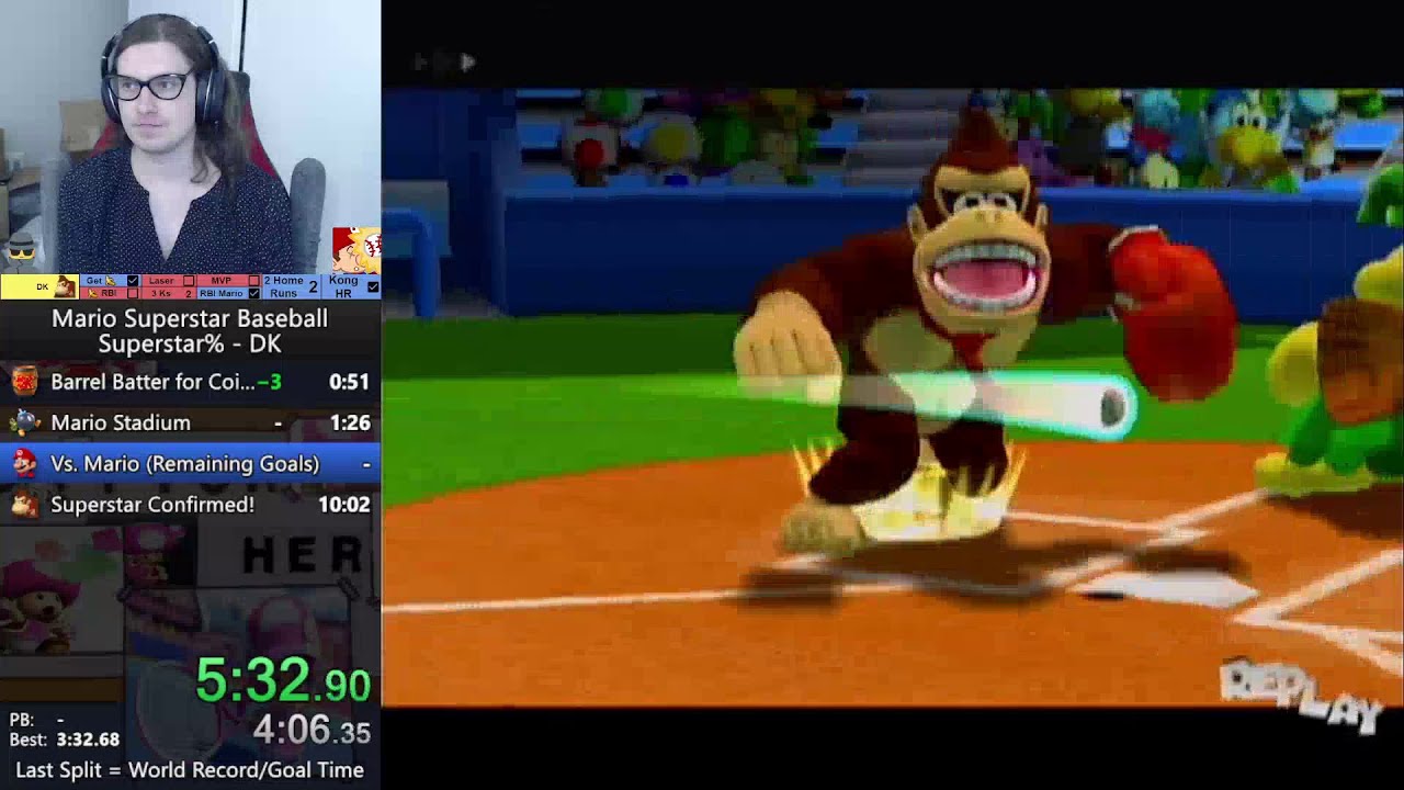 Mario Superstar Baseball - Superstar% DK in 9:03.600 (World Record) - YouTube