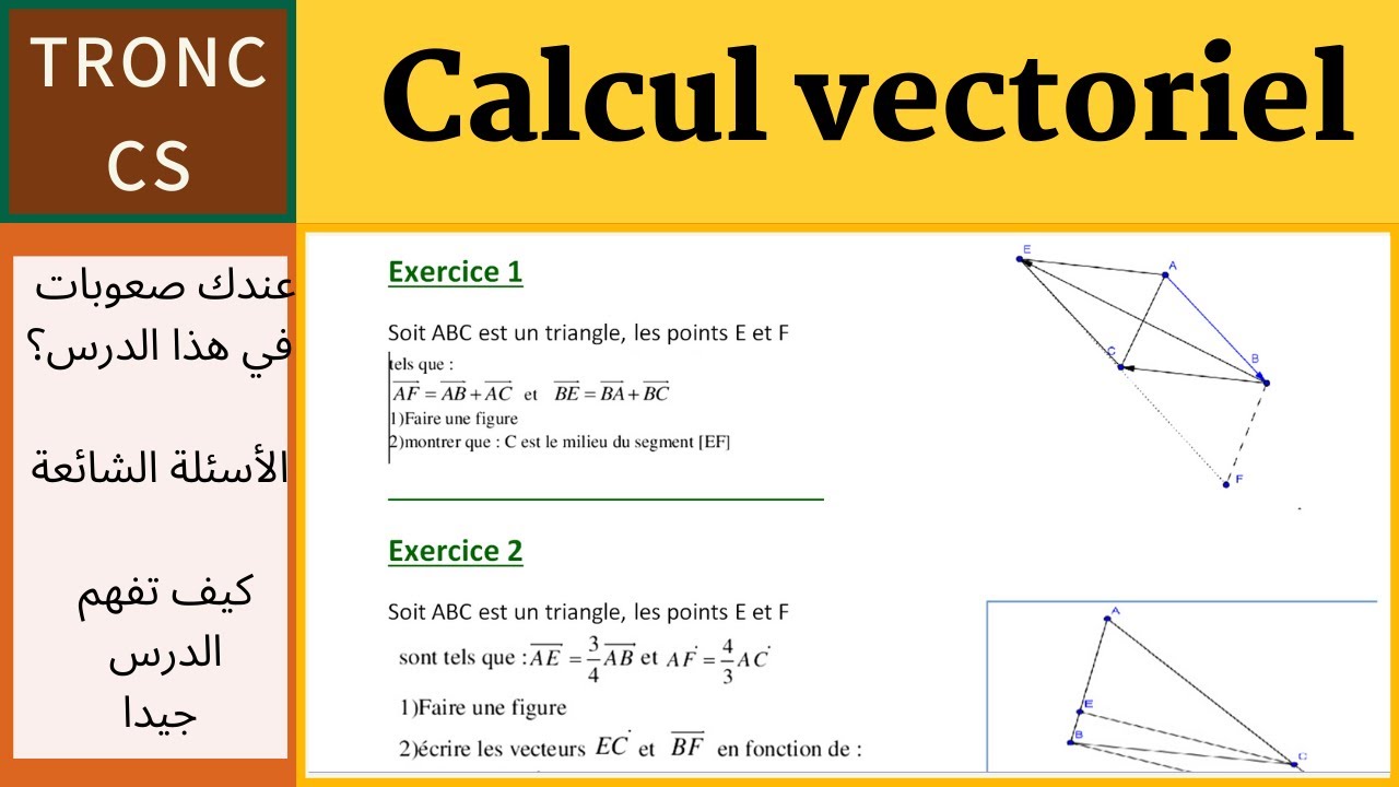 Maths-Tronc CS: Exercices corrigés Calcul vectoriel dans le plan ...