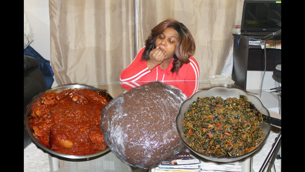 Nigerian Food Mukbang : AMALA, with Vegetable Soap (EFO RIRO) + SMOKE ...
