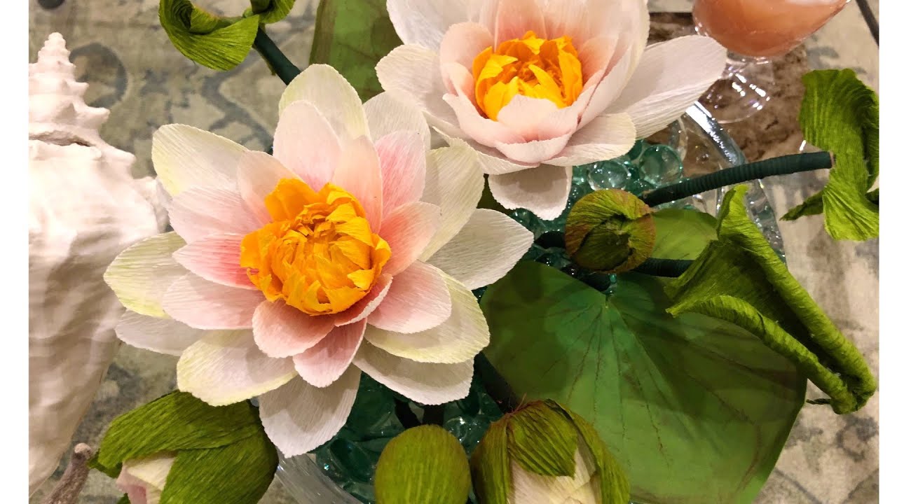 DIY Water Lily Flowers, crepe paper - YouTube
