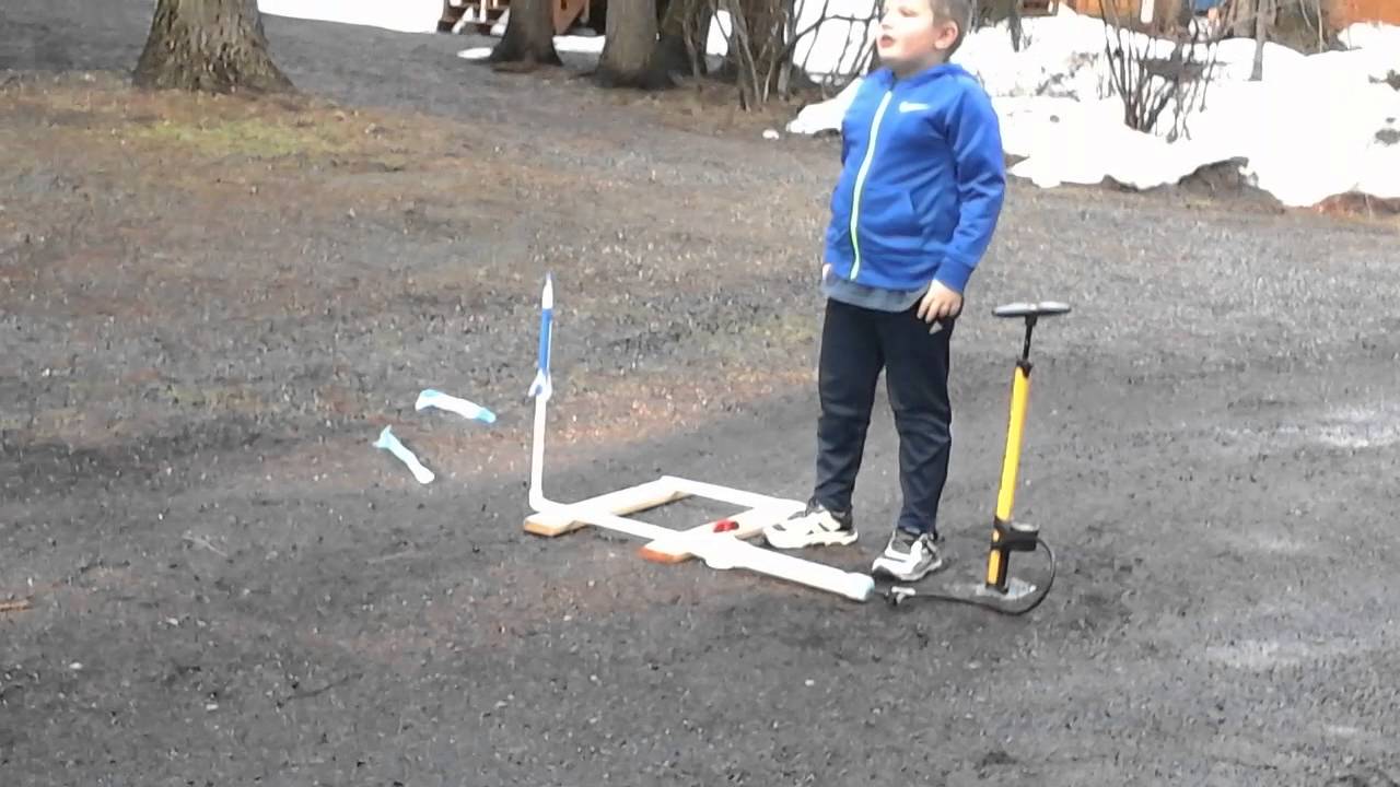 Compressed air rocket launches by Charlie - YouTube