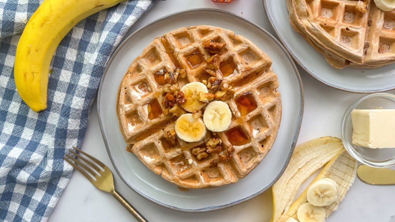 Banana and Maple Walnut Waffles Recipe - YouTube