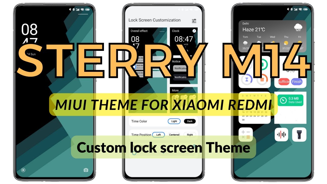 Custom Lock Screen MIUI Theme: STERRY M14 - YouTube