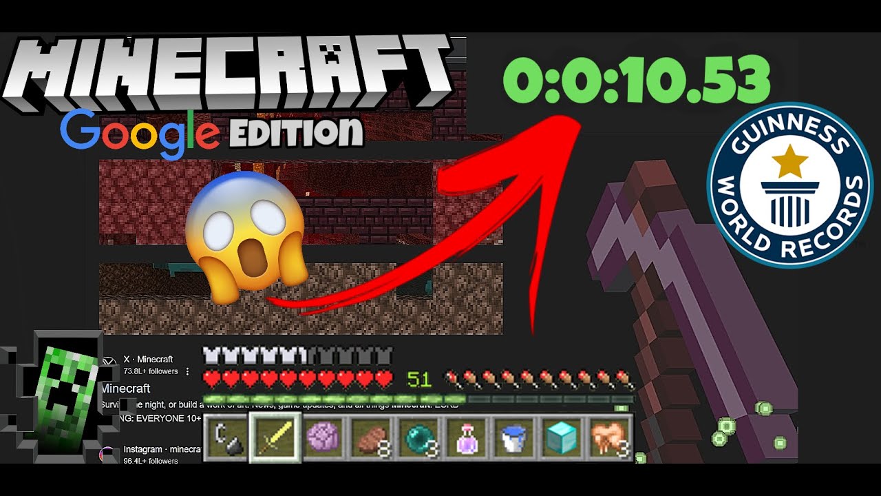 Google Minecraft 15th Anniversary - All Pickaxes Speedrun (World Record ...