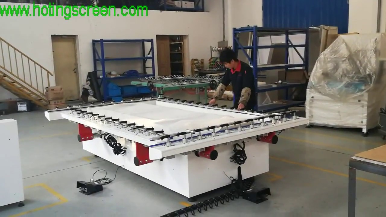 How to stretch large format screens by Hoting electric mesh stretcher ...