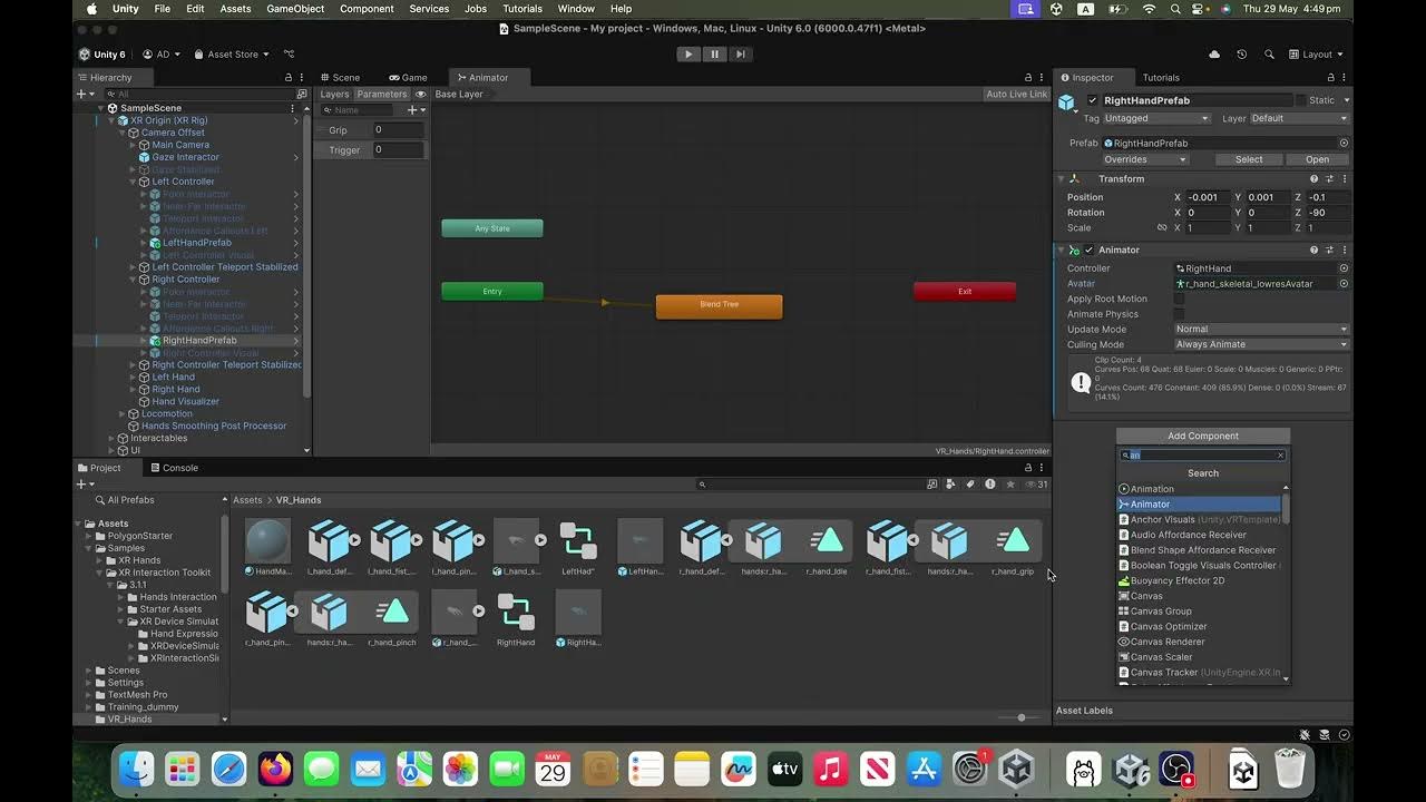 How to Animate VR Hands with Controller Input in Unity 6 – Grip, Trigger & Direct Grab - YouTube