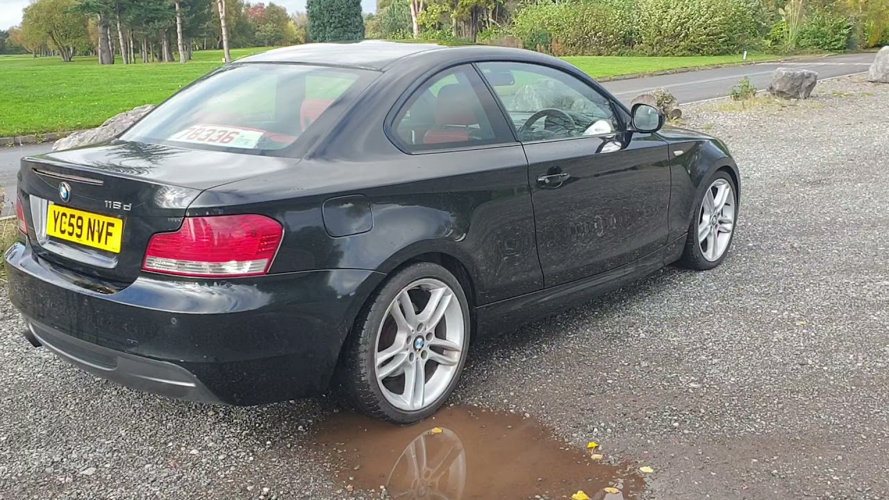 bmw e82 118d M-Sport red leather - YouTube