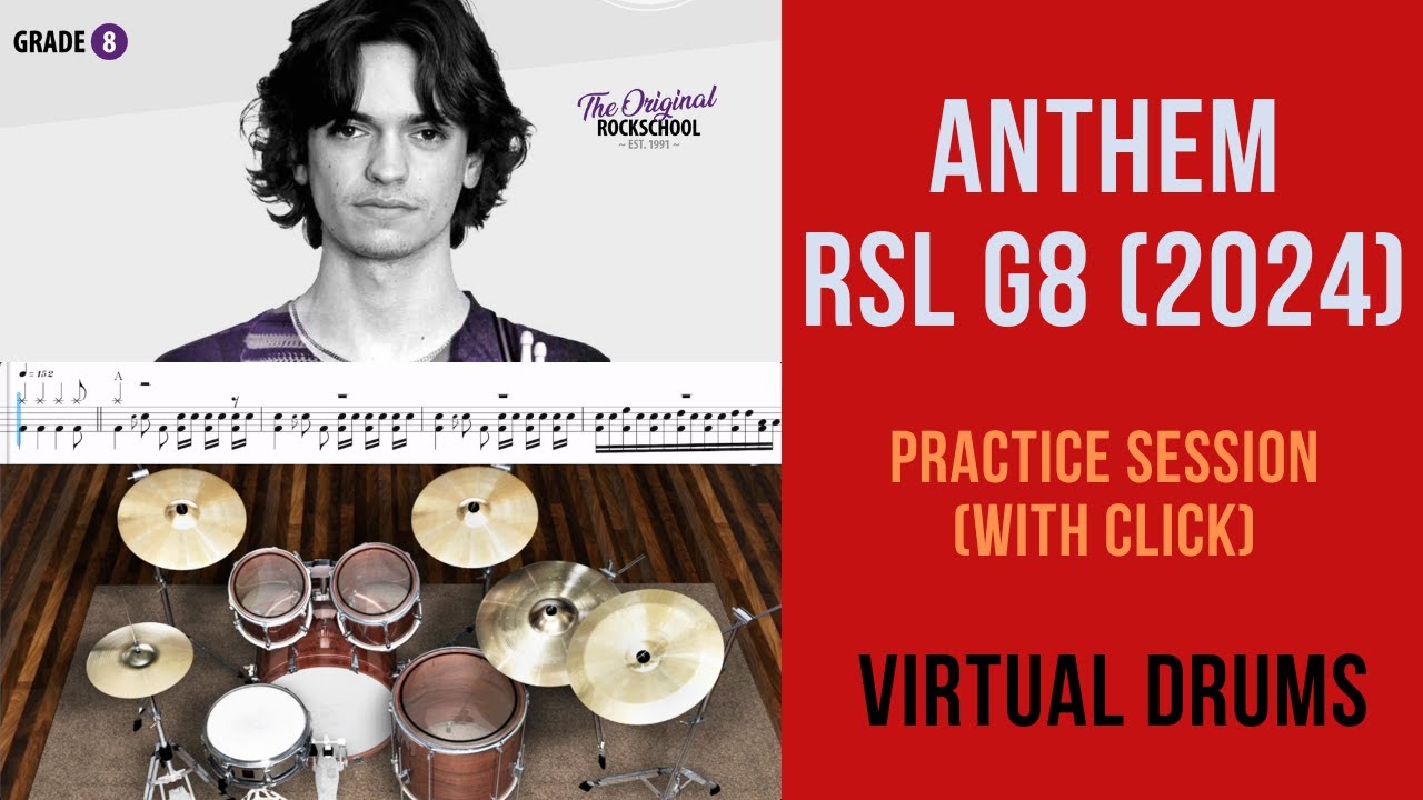 Anthem (Practice session) - Rockschool Grade 8 Drums (2024) - YouTube