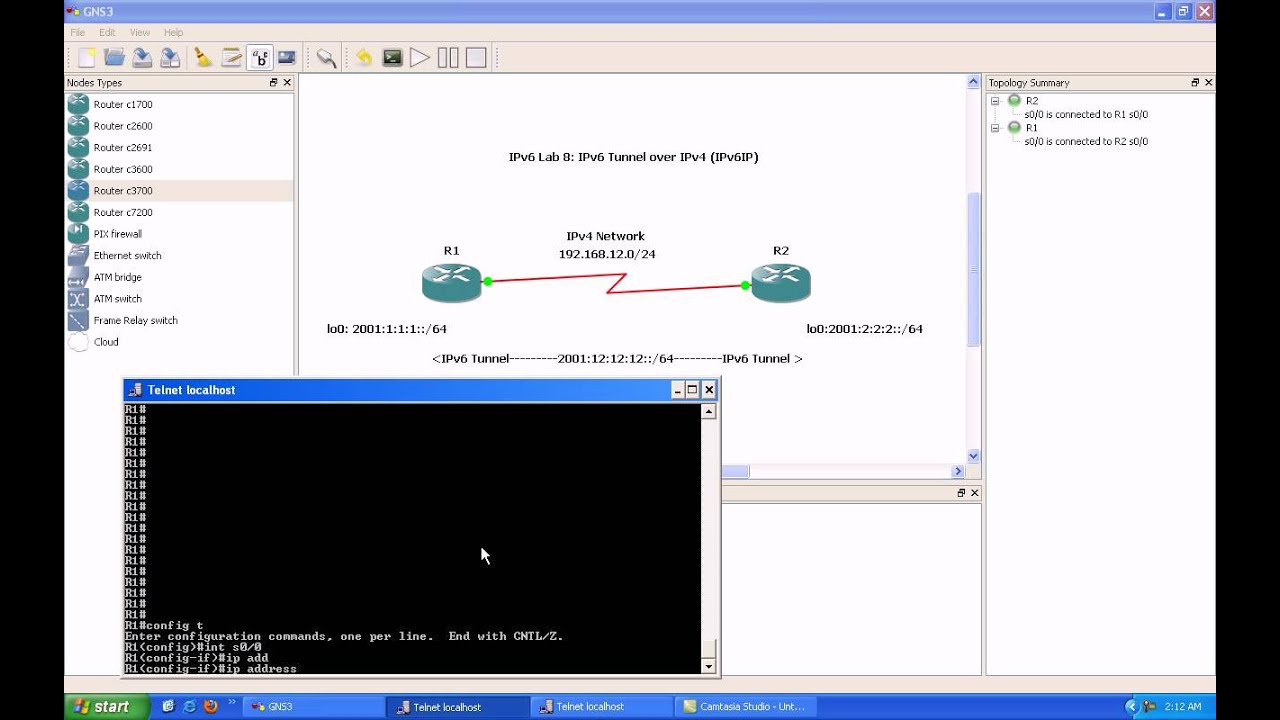 IPv6 Lab 8 IPv6 Tunnel over IPv4 IPv6IP - YouTube