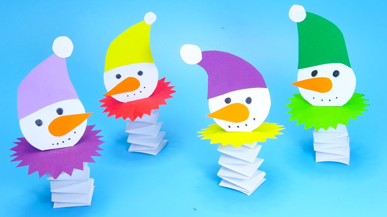 How to make paper snowman DIY christmas - YouTube