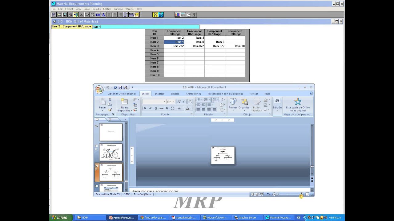 EJERCICIO DE MRP II CON SOFTWARE WinQSB - YouTube