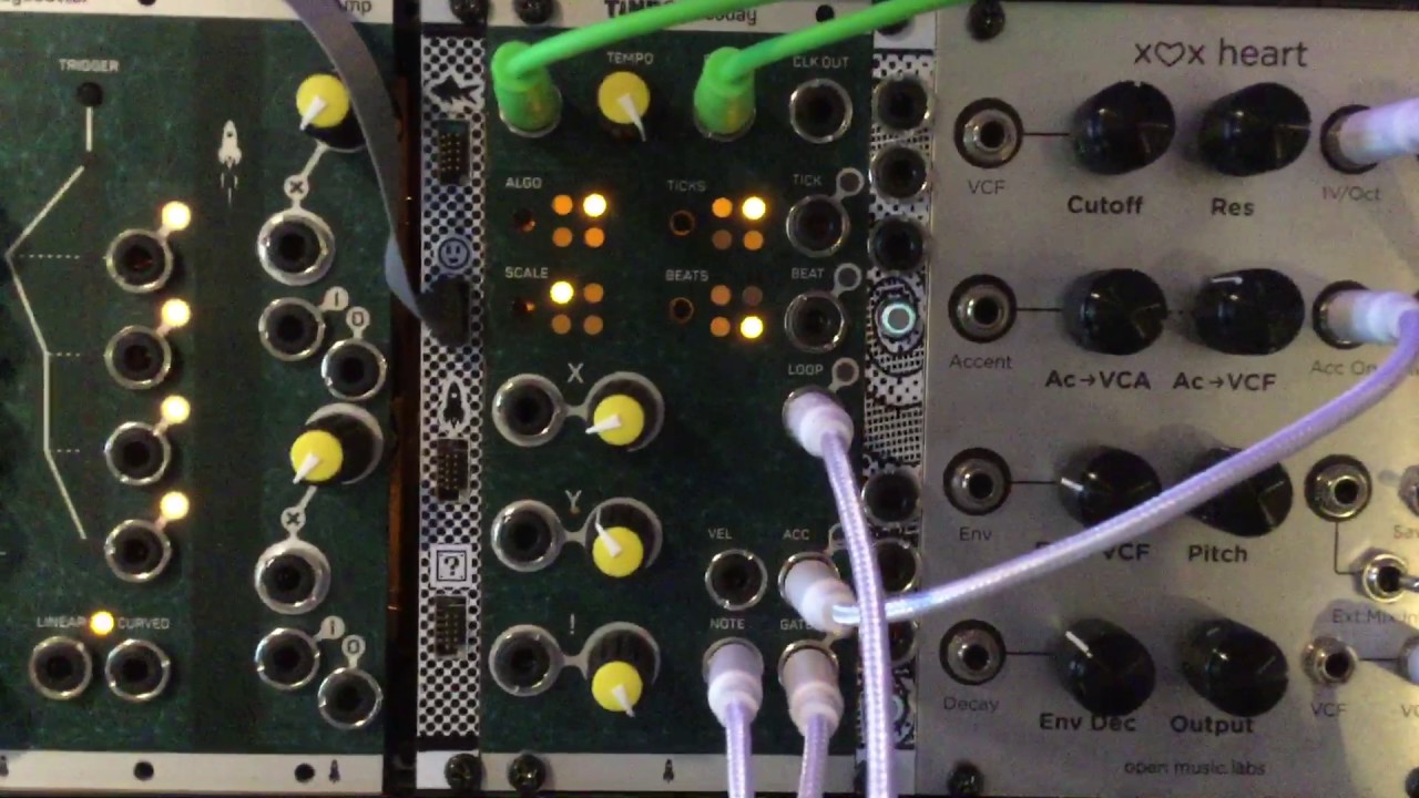 Trying out the x0x-heart with the Tuesday procedural sequencer - YouTube