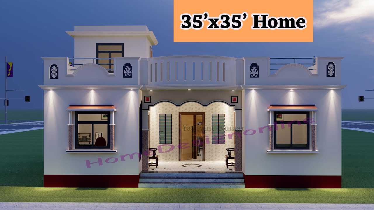 35'x35' House Design II 4Bhk House Design II Village Home Design - YouTube