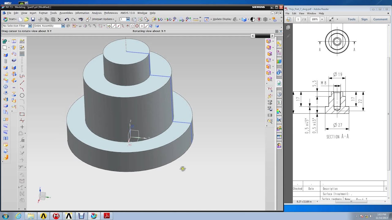 Interface and simple modeling on NX 7.5 - YouTube