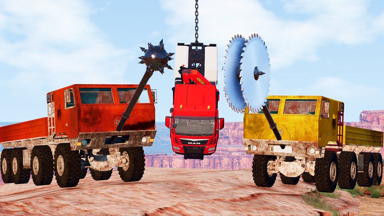 Episode 6 - The Destroyers - 8X8 Saw Shredder and Heavy Mace Truck VS ...