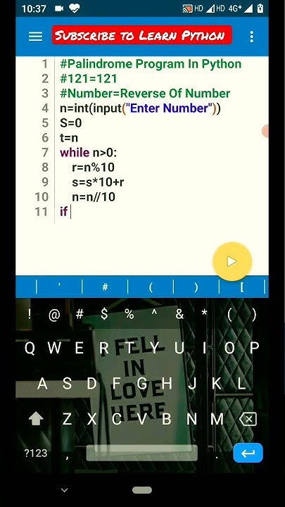Palindrome Program In Python| Learn Python #shorts #palindrome # ...