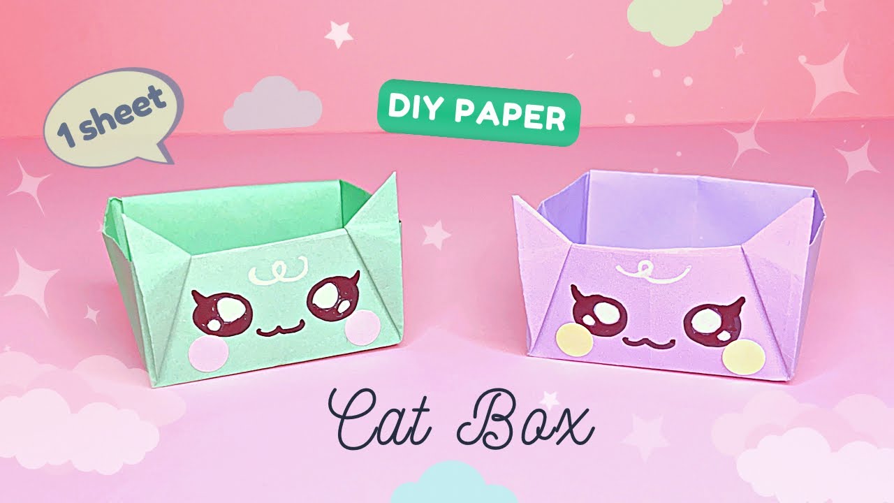 How to make Origami Paper Box | Easy Origami Paper Cat Box Tutorial ...