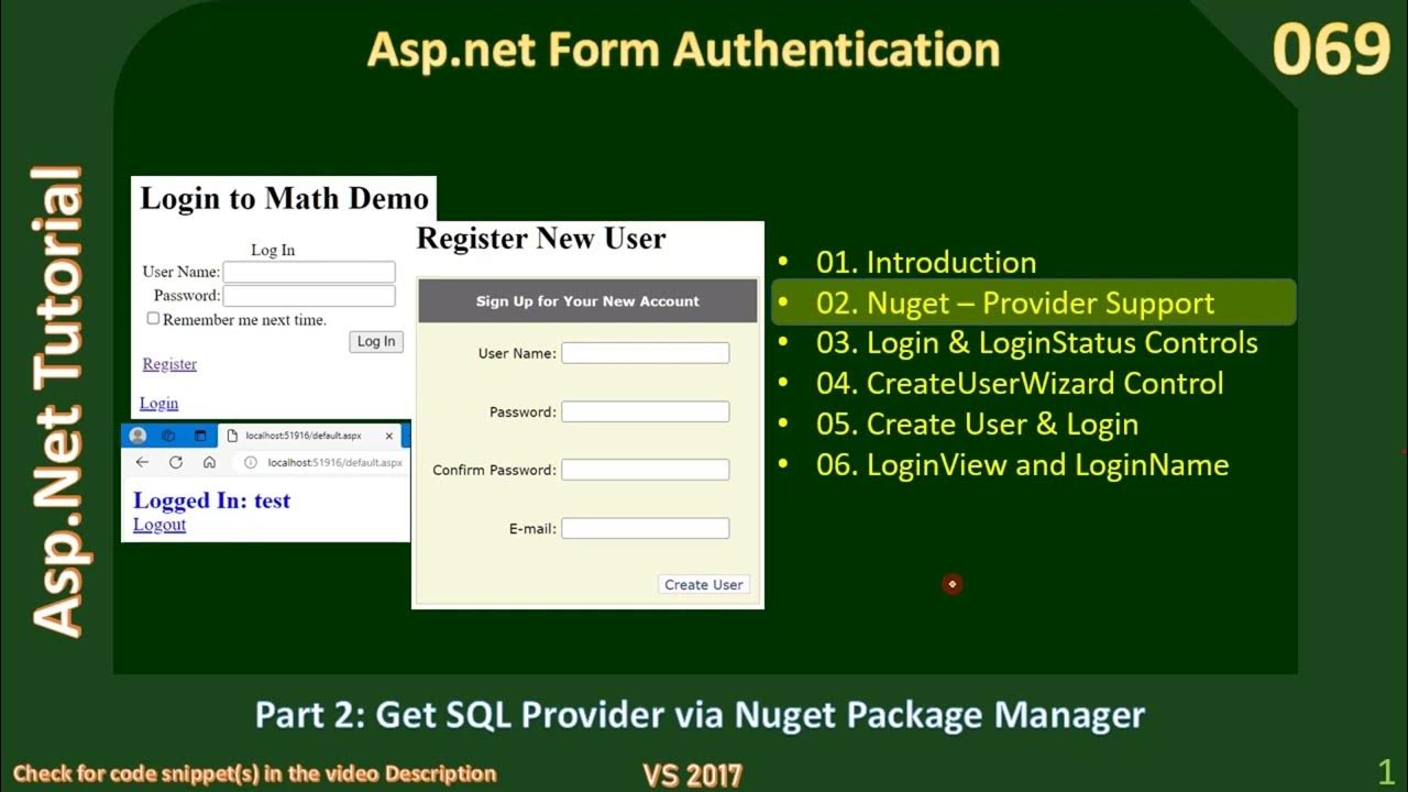 Form Authentication | Part 2 - Get SQL Provider via Nuget | Asp Net Tutorial #69 - YouTube