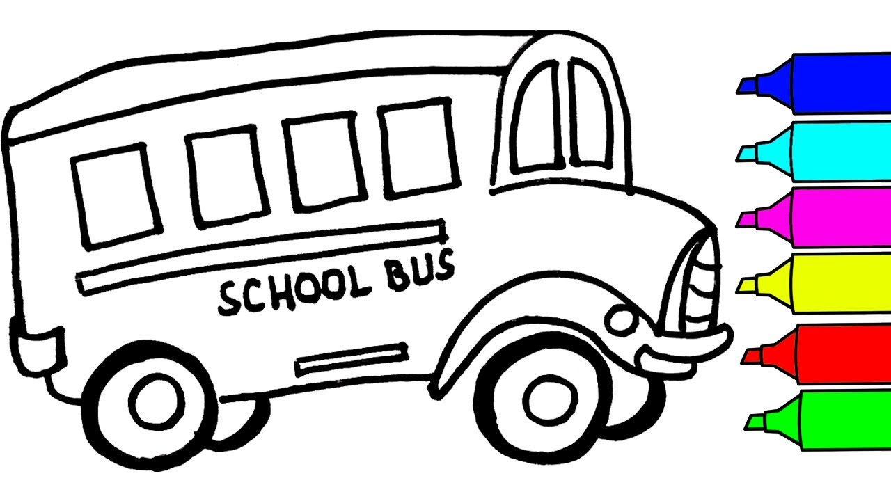 Big School Bus Coloring Pages - YouTube