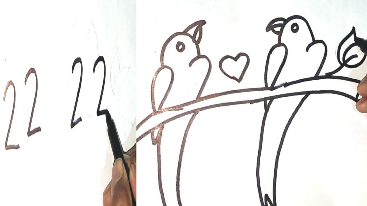 2222 से तोता और मैना बनाना सीखें- How to draw a parrot and mynah- cute ...