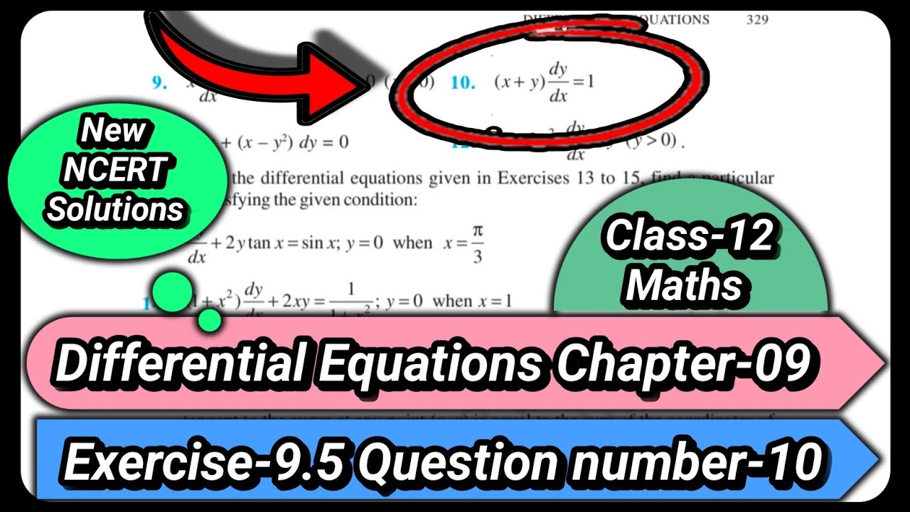 Ncert Class 12 math Differential Equation Exercise -9.5 QN-10 ex 9.5 ...