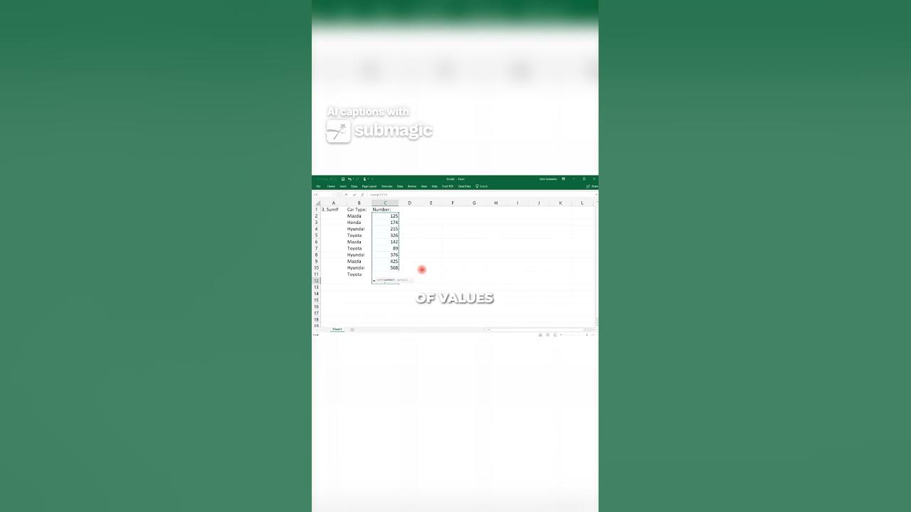 Sumif Function Usage Excel Exceldataanalytics Excelshortcuts