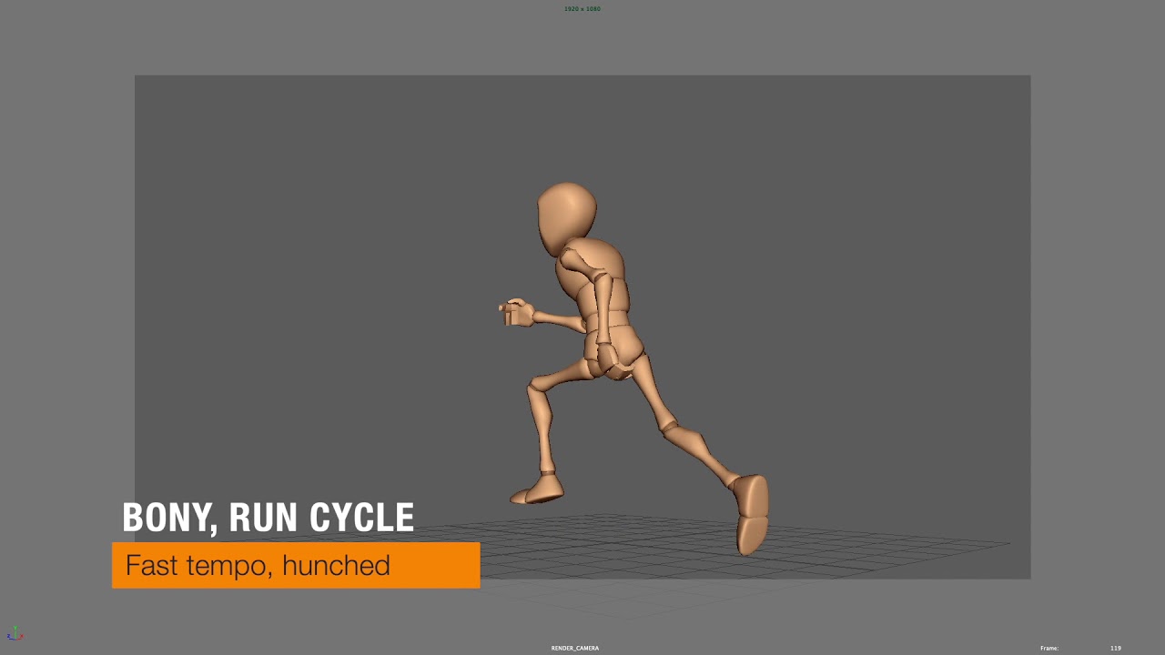 Bony run cycle, hunched - YouTube