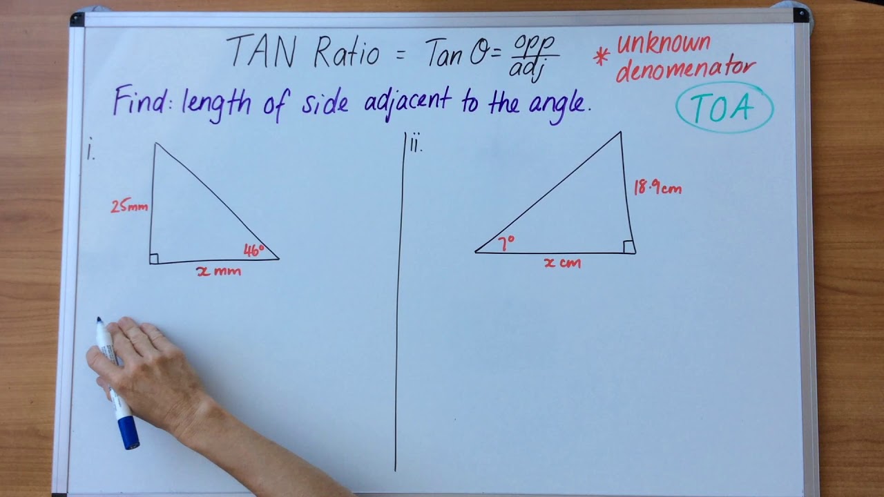 Trigonometry TAN finding length of sides - YouTube
