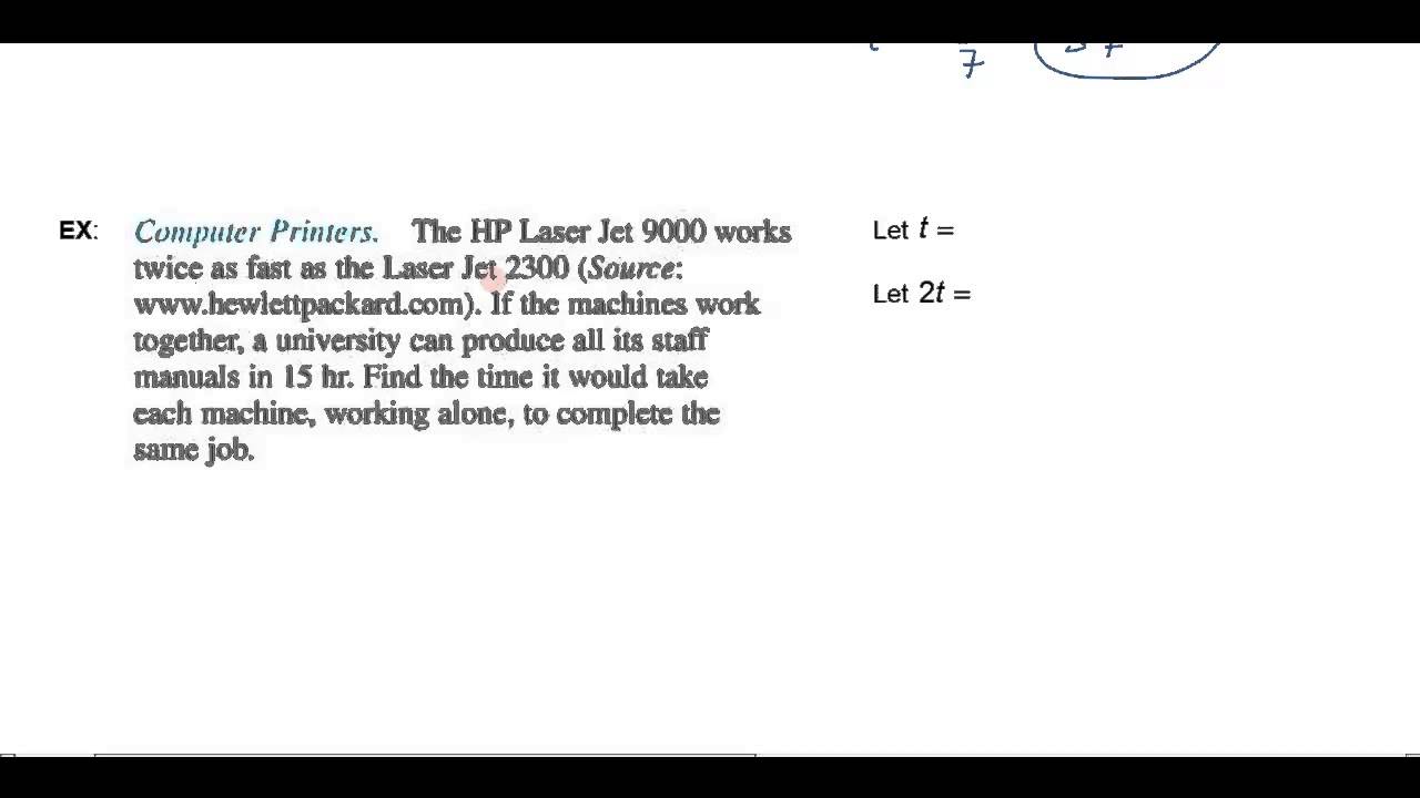 Applications of Rational Equations: Work Problems - YouTube