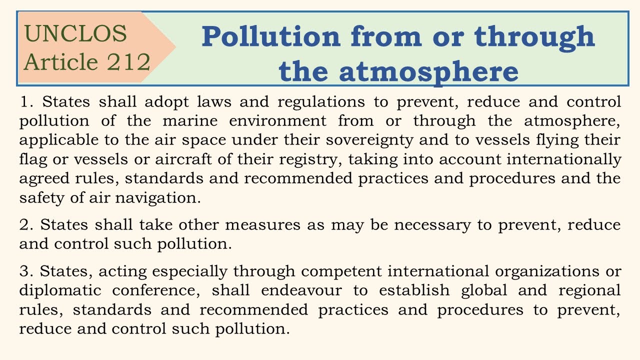 Law of the sea convention, Article 212, Pollution from or through the ...