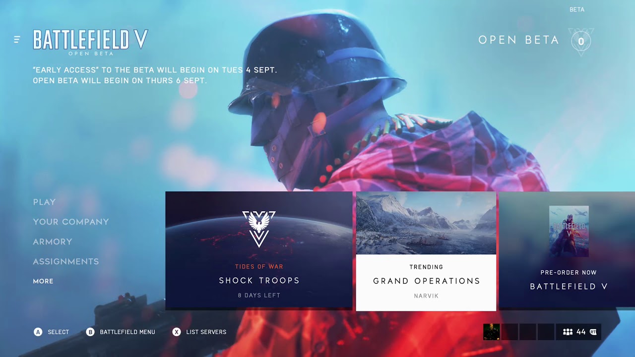 Battlefield V Beta Menu - YouTube