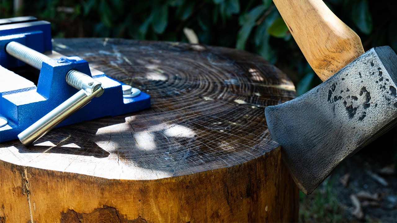 Turning Tree Stump Into a Mini Work table - YouTube